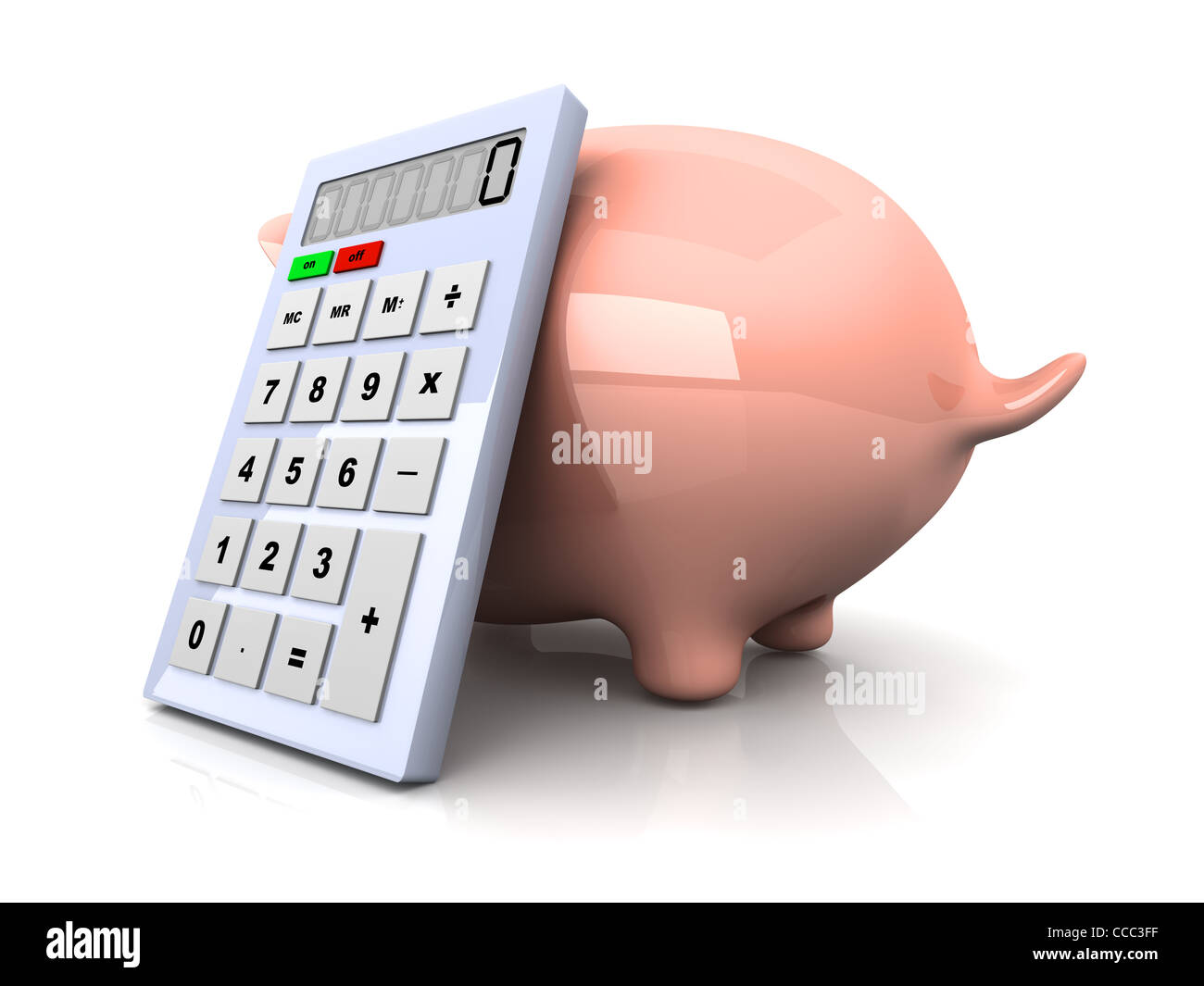 A piggy Bank with a calculator Stock Photo - Alamy