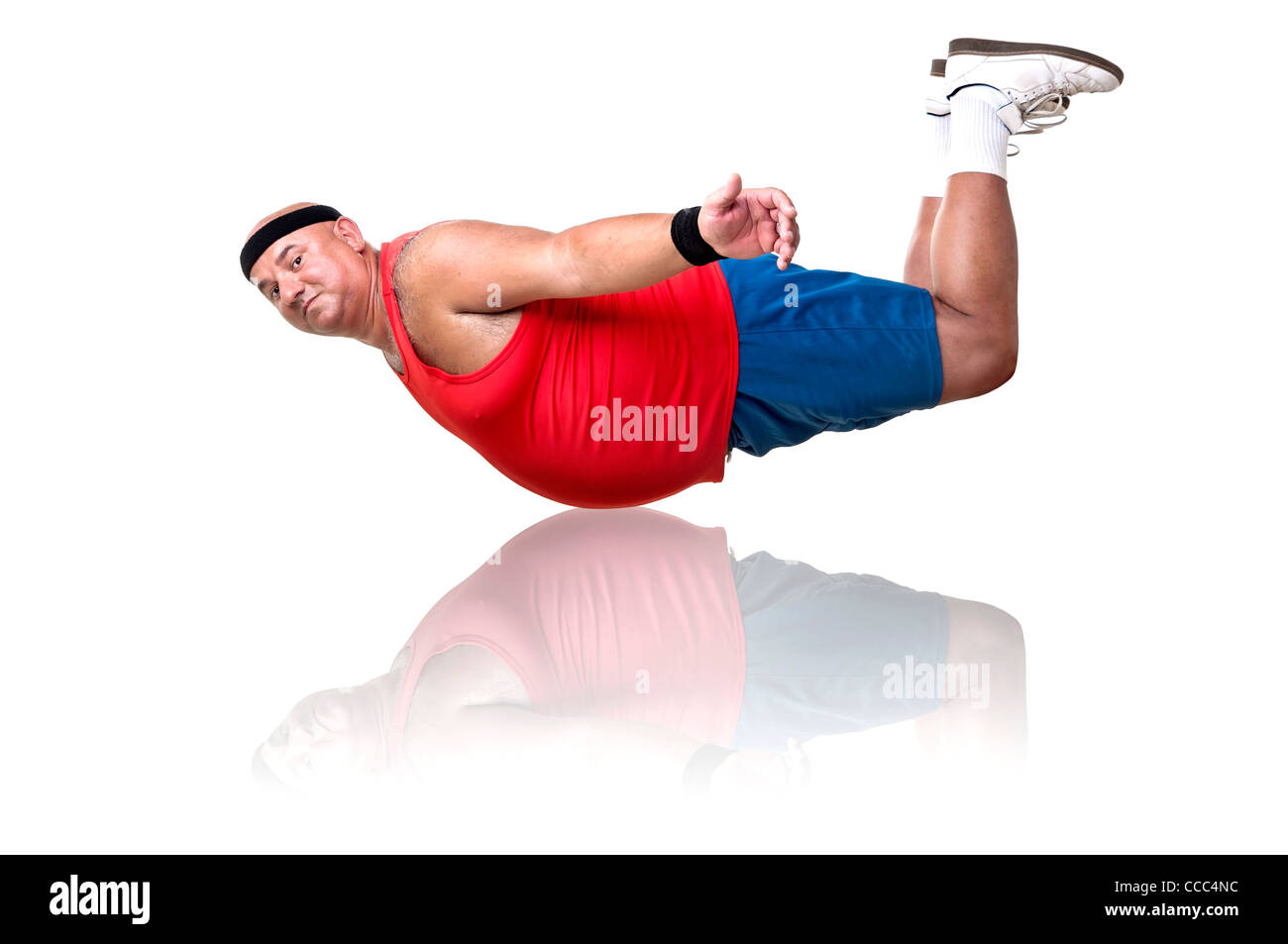 Large fitness man working out isolated in white Stock Photo - Alamy
