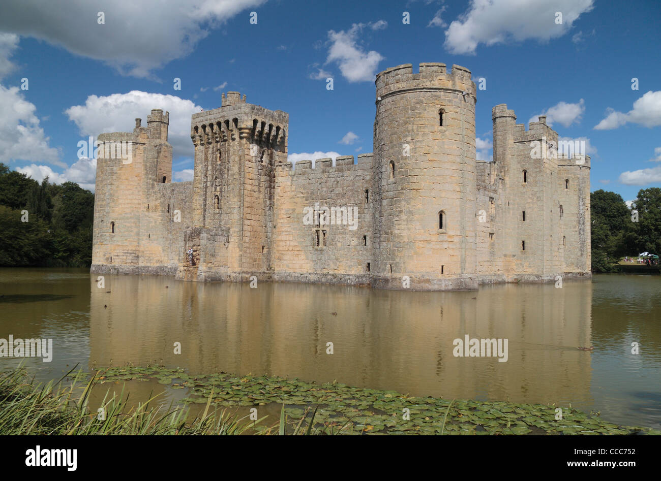 External view of the moat in front of the impressive 14th Century ...
