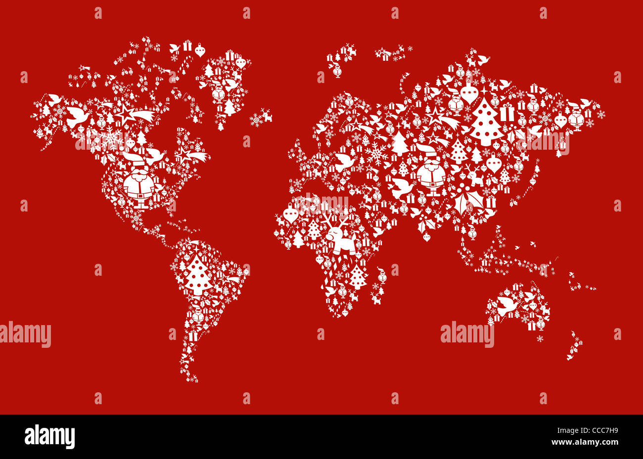 Christmas icon set in globe world map background. Vector file available ...