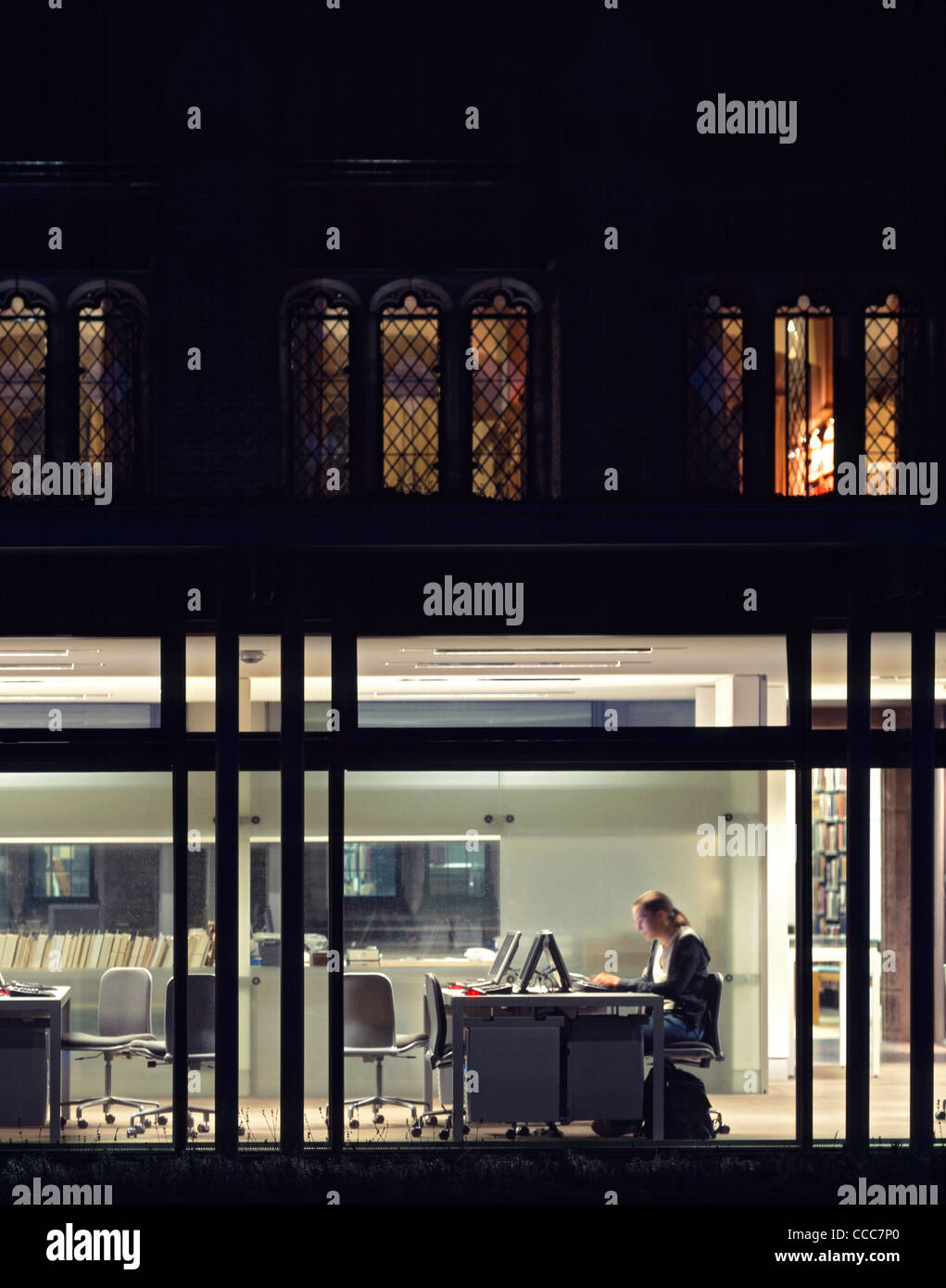 THE DUKE BUILDING - GIRTON COLLEGE LIBRARY NIGHT Stock Photo - Alamy