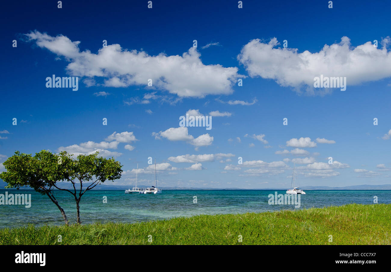 Catamarans moored off Cayo Blanco, Cuba Stock Photo - Alamy