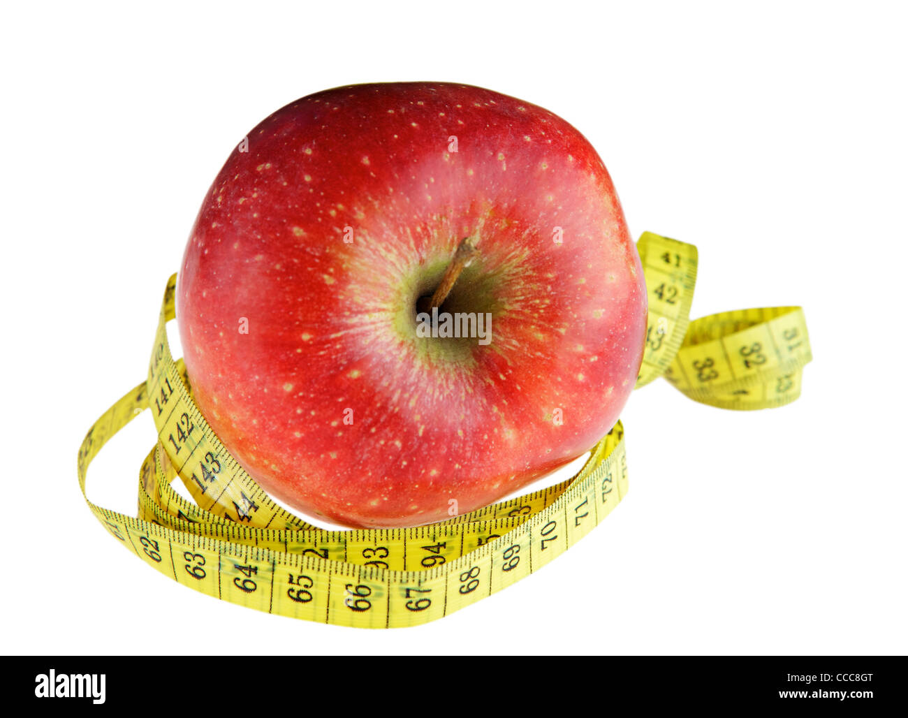 Ripe red apple with measuring tape Stock Photo - Alamy