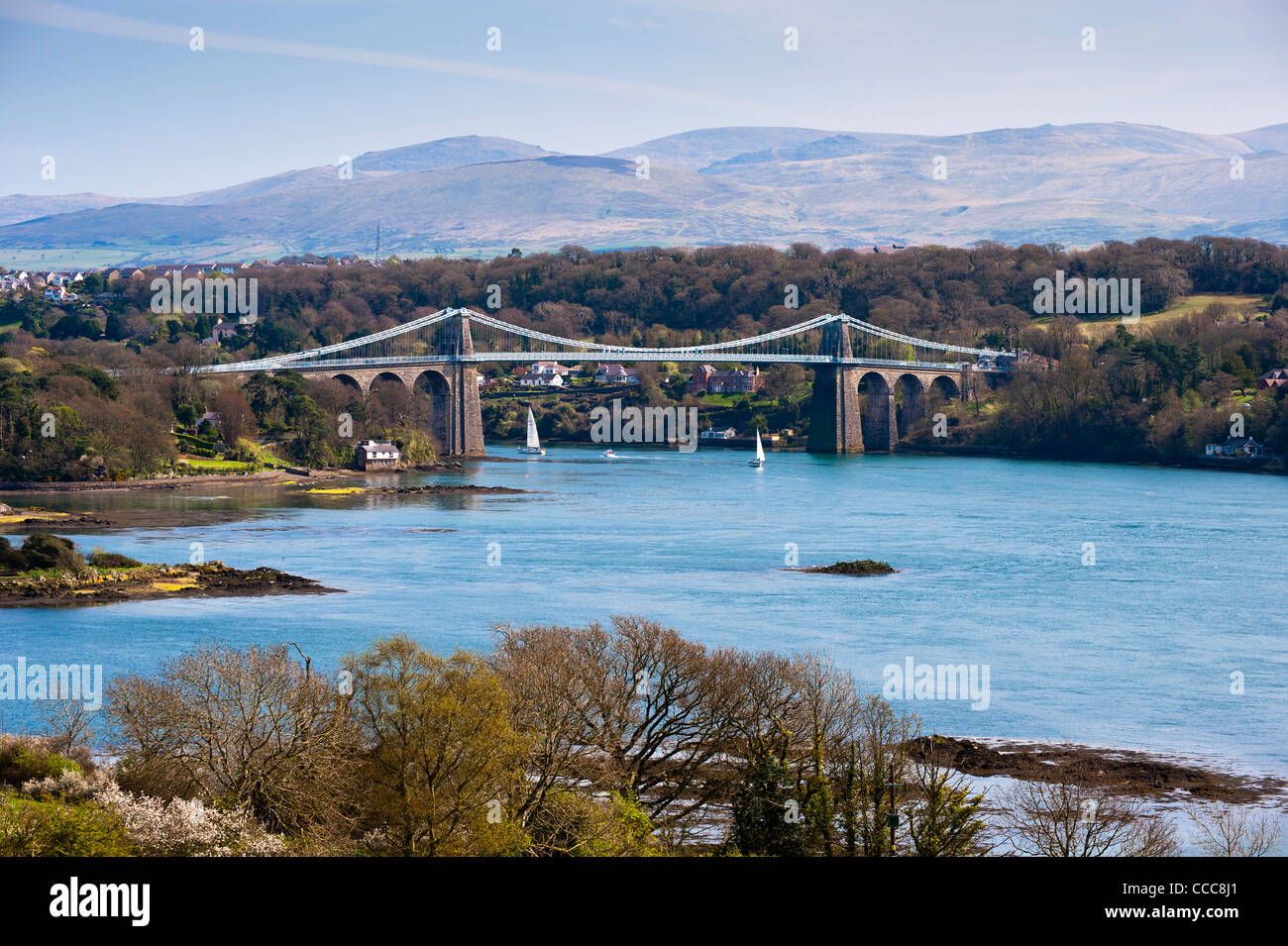 Menai Bridge Menai Straits North Wales Uk. Taken on the Anglesey Side ...