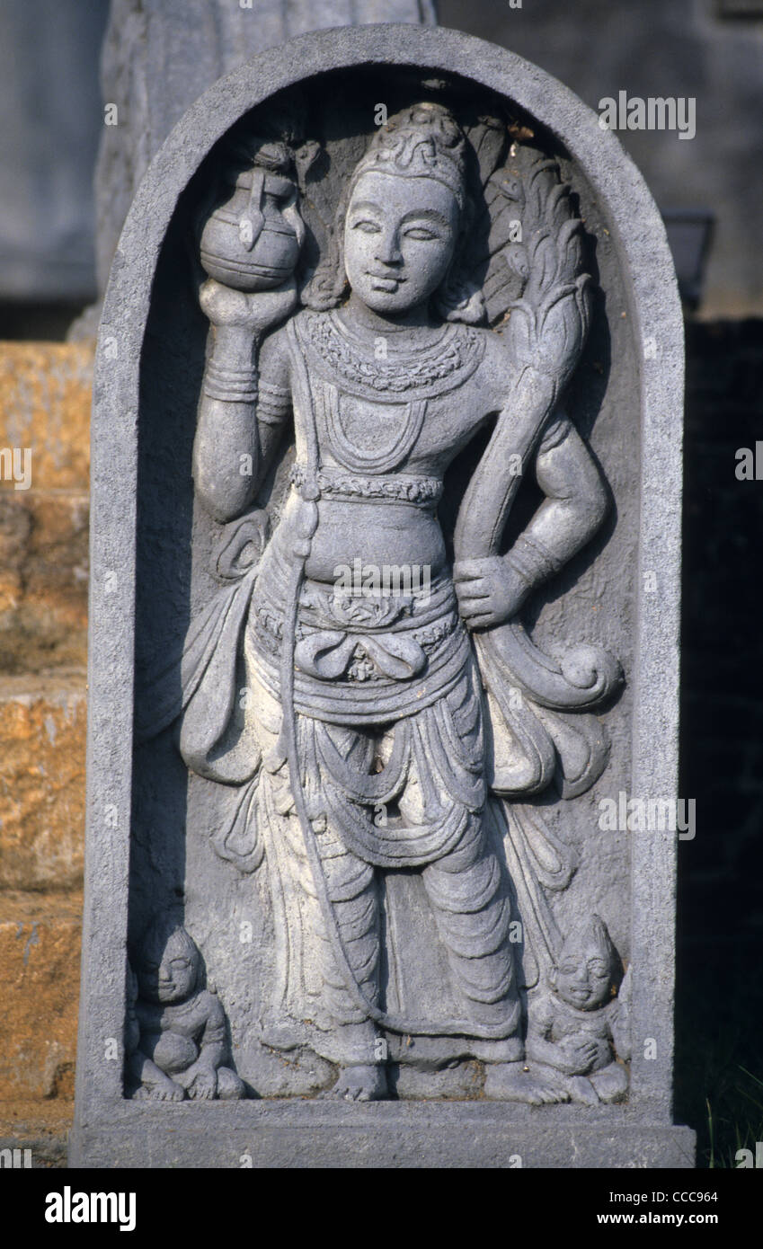 Carving stone of traditional guardian serpent king Nagaraja, Giritale ...