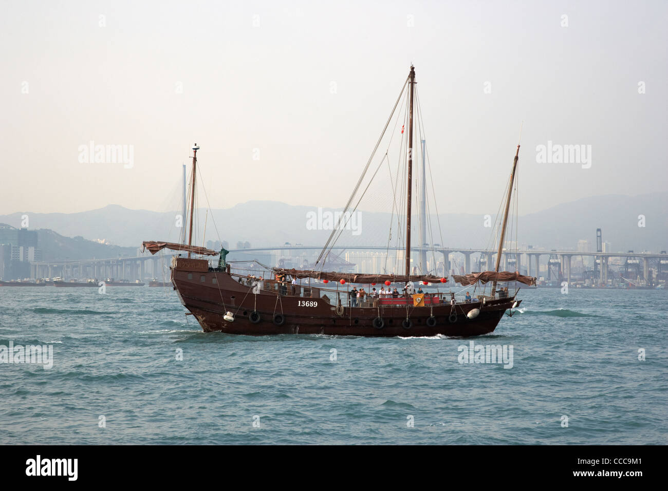 chinese junk round harbour tour of victoria harbour past stonecutters ...