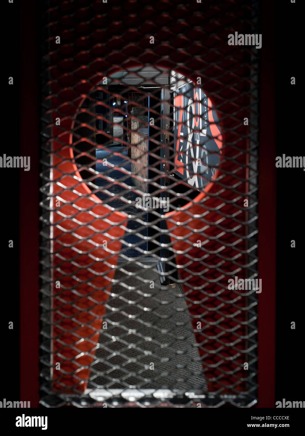 detail of pay booth to entrance lobby Stock Photo - Alamy