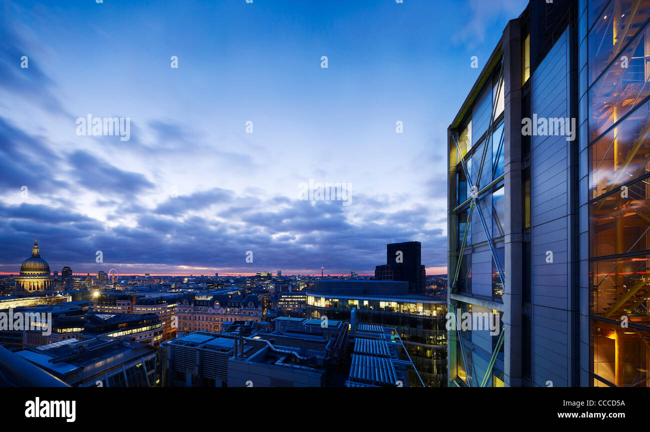 88 wood street richard rogers london 2001 panorama roof top evening ...
