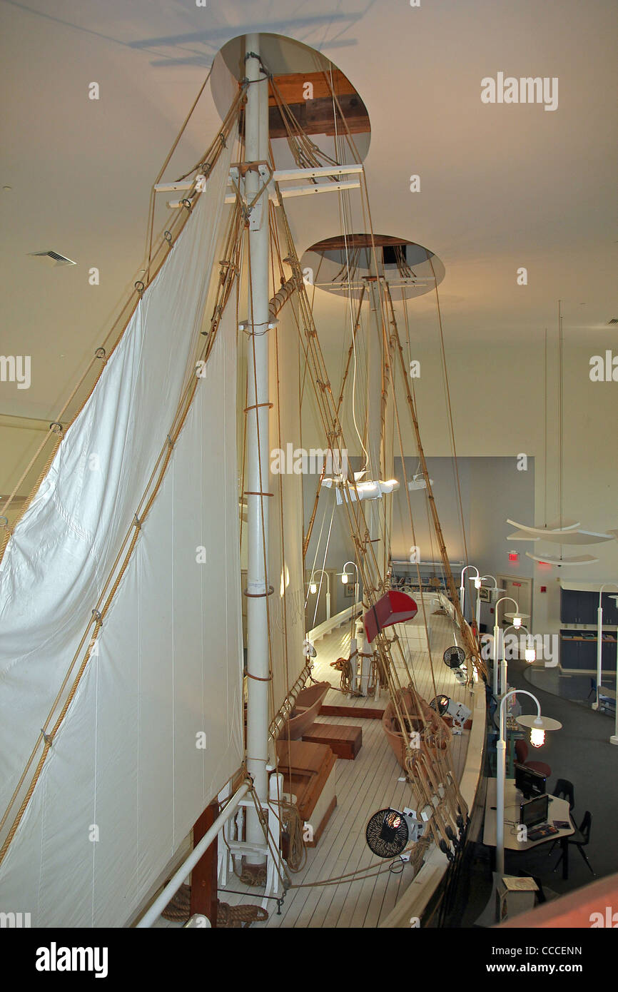 A half-scale model of the Rose Dorothea schooner, inside Provincetown ...