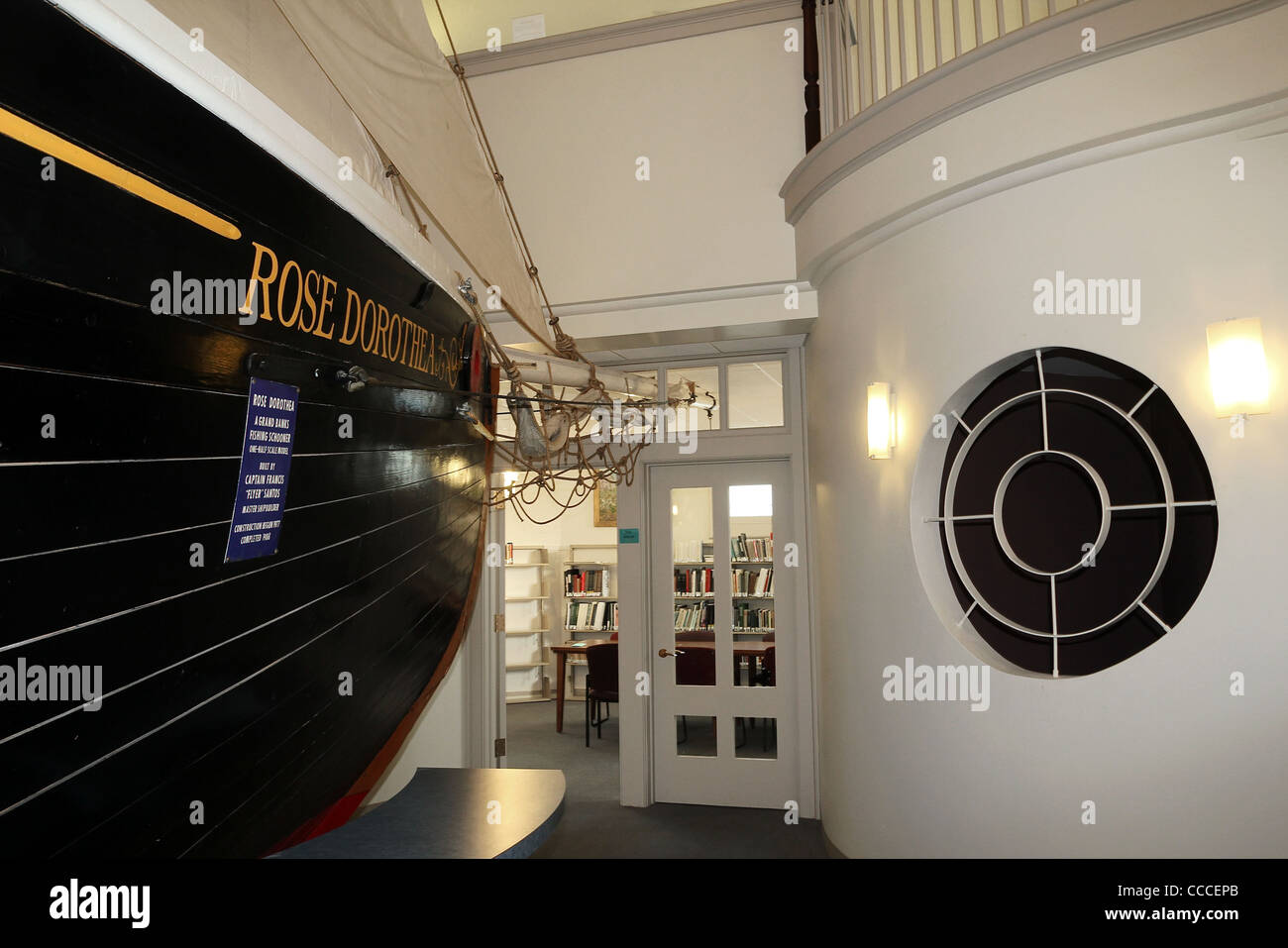A half-scale model of the Rose Dorothea schooner, inside Provincetown ...