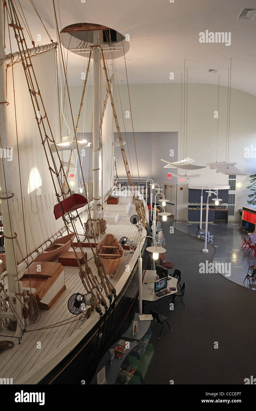 A half-scale model of the Rose Dorothea schooner, inside Provincetown ...