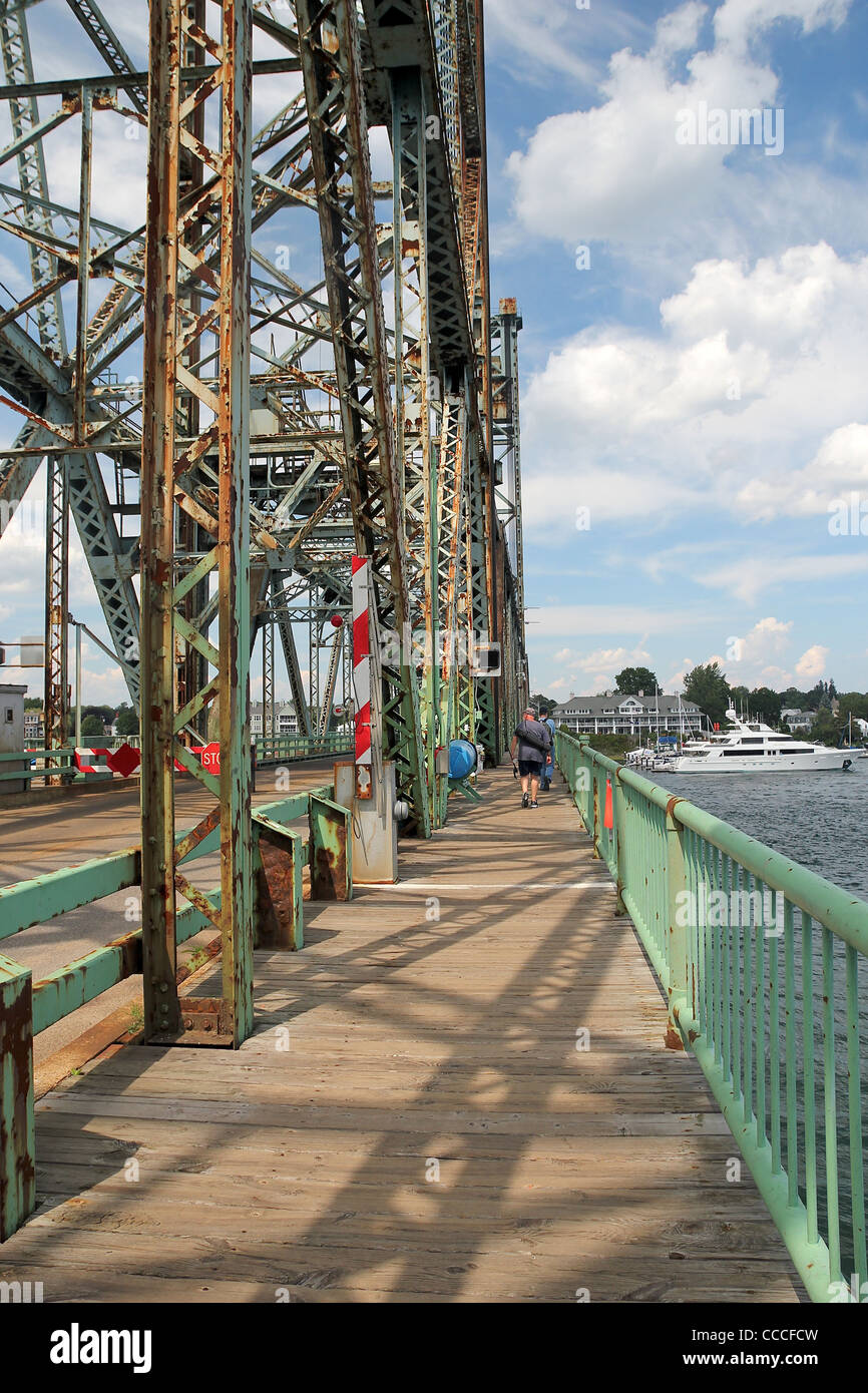 Walkway across Memorial Bridge, Portsmouth, New Hampshire Stock Photo ...