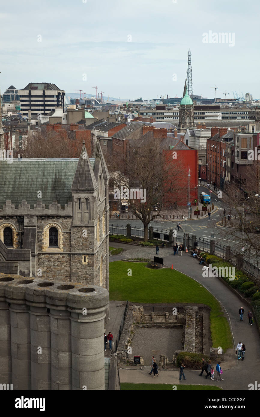 Panoramic view of Dublin from the Christ Church Cathedral, Ireland ...
