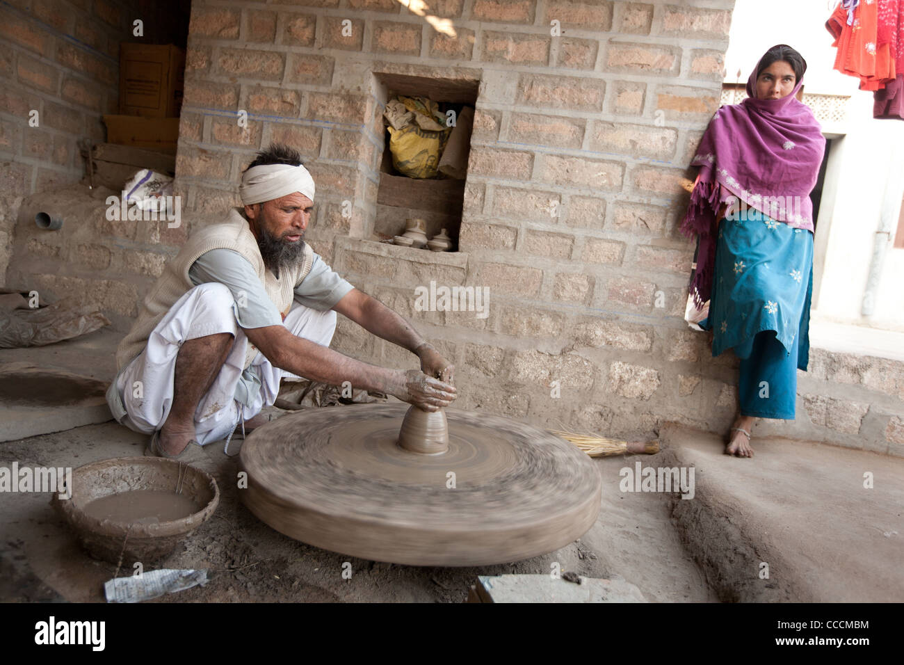 A small family run pottery business workshop, in Kakani near Jodhpur ...