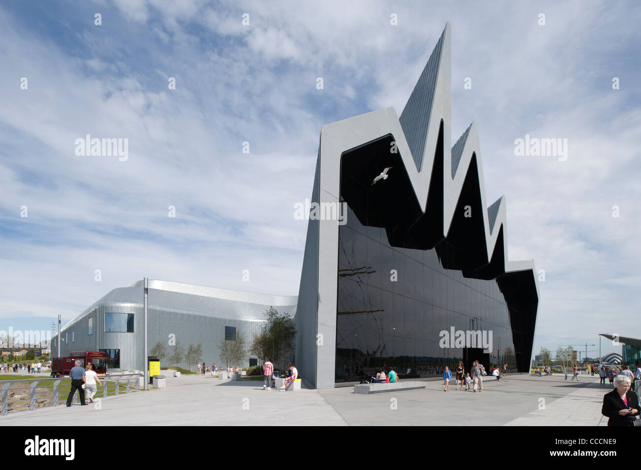 Glasgow Riverside Museum, Zaha Hadid Architects, 2011, Exterior wide ...