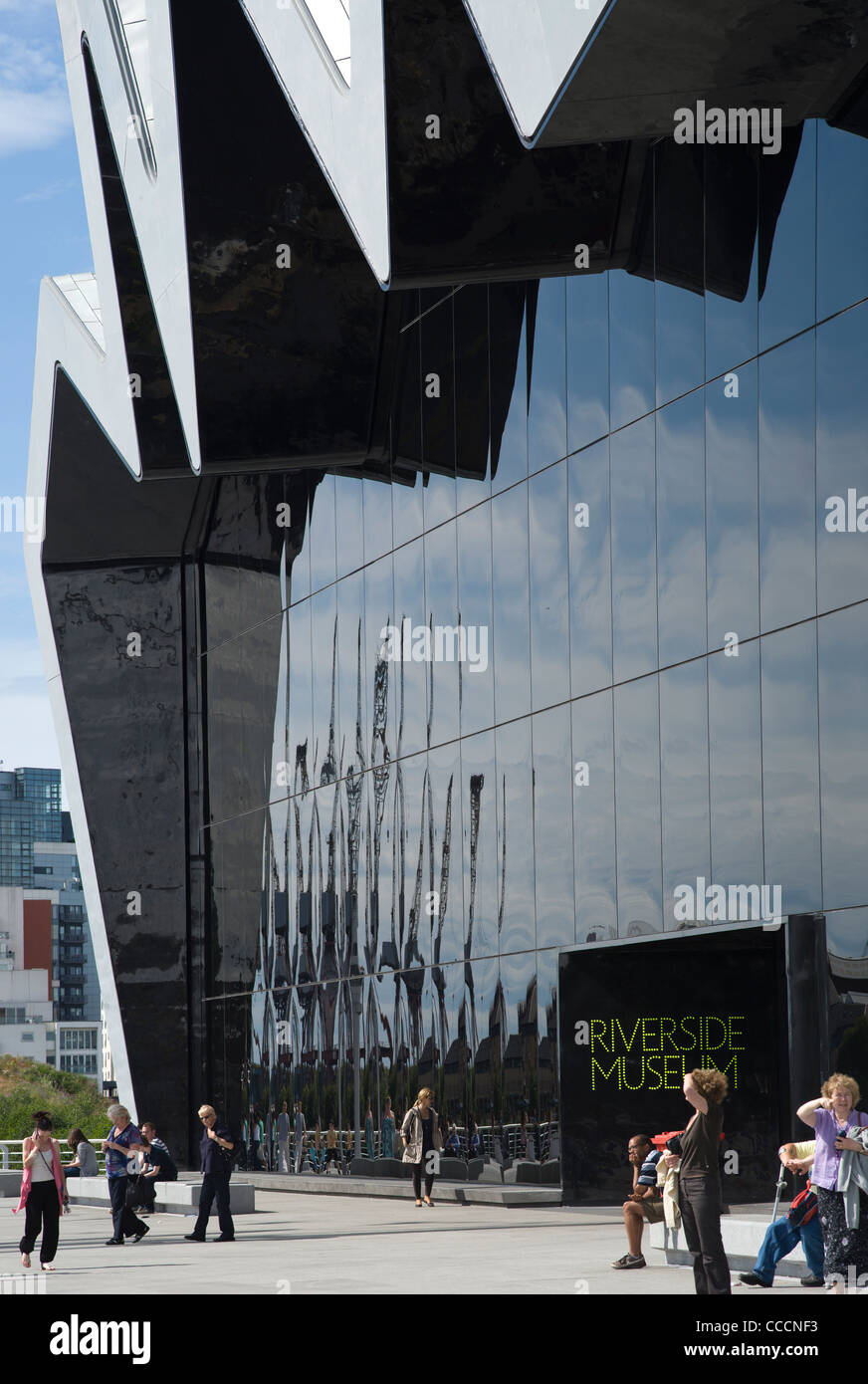 Glasgow Riverside Museum, Zaha Hadid Architects, 2011, Exterior view of ...
