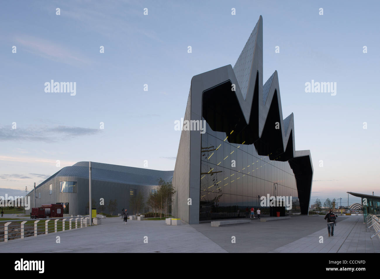Glasgow Riverside Museum, Zaha Hadid Architects, 2011, Exterior wide ...