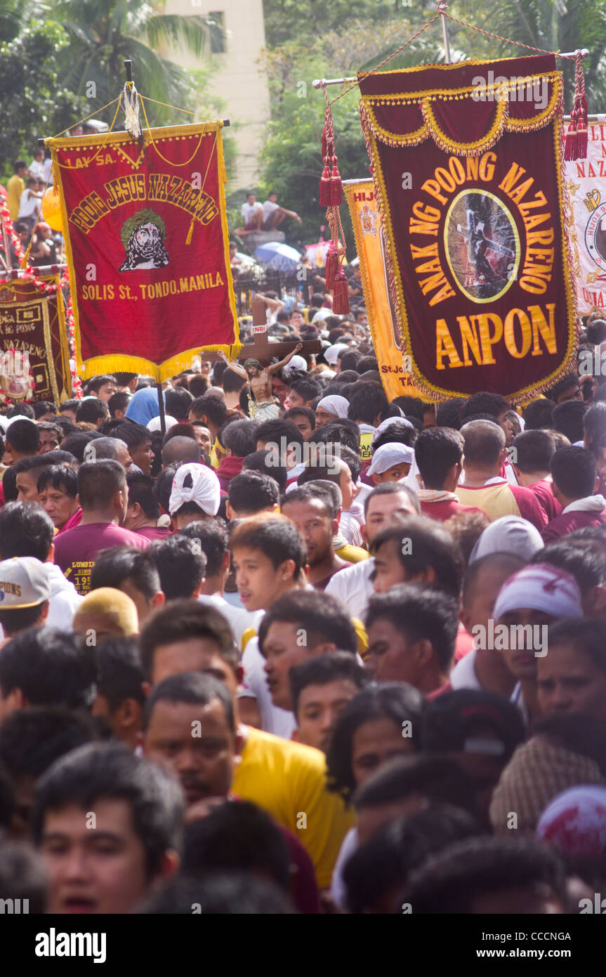 Annual Procession of Black Nazarene in Quiapo, Manila Philippines Stock ...