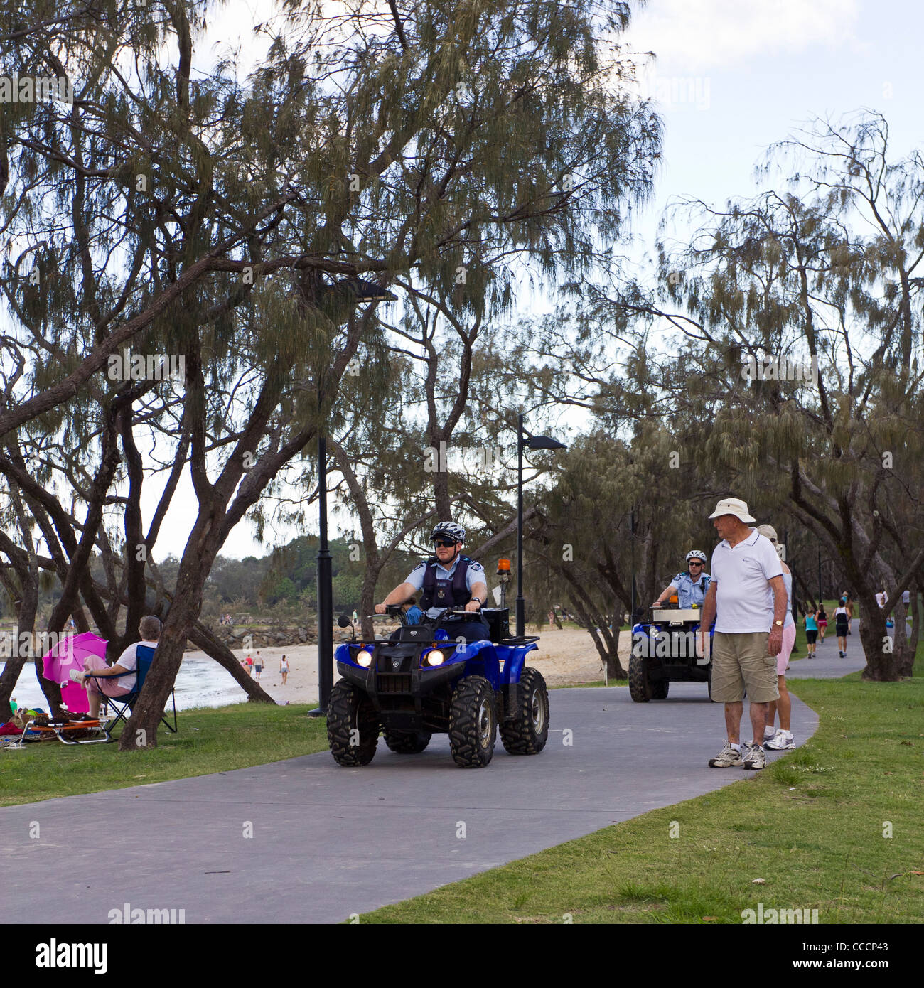 Police patrolling on quad bikes at Mooloolaba Sunshine Coast Queensland ...