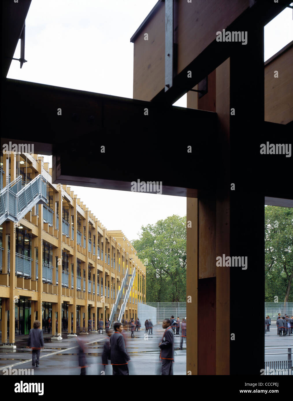 MOSSBOURNE COMMUNITY CENTRE VIEW ACROSS PLAYGROUND WITH CHILDREN TO ...