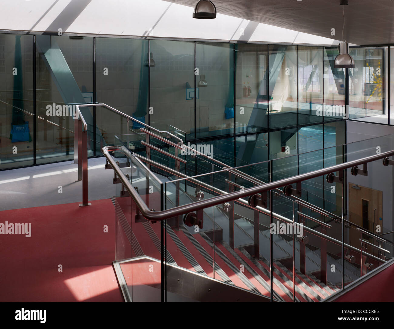 THE CHARTER SCHOOL NEW SPORTS HALL BLOCK STAIRS Stock Photo - Alamy