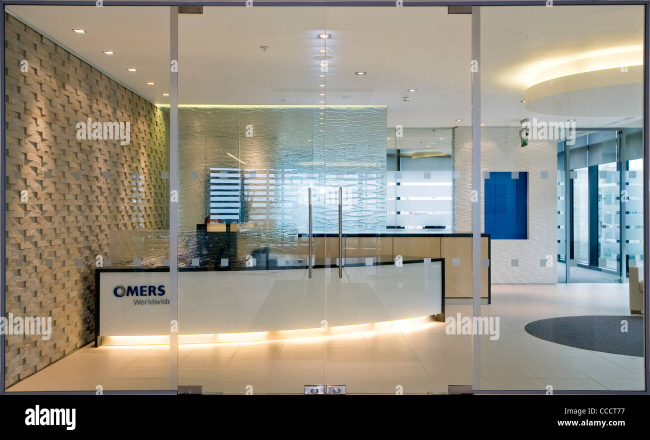 Modern Office Fit-Out Combining Stone, Timber, Granite And Glass Stock ...