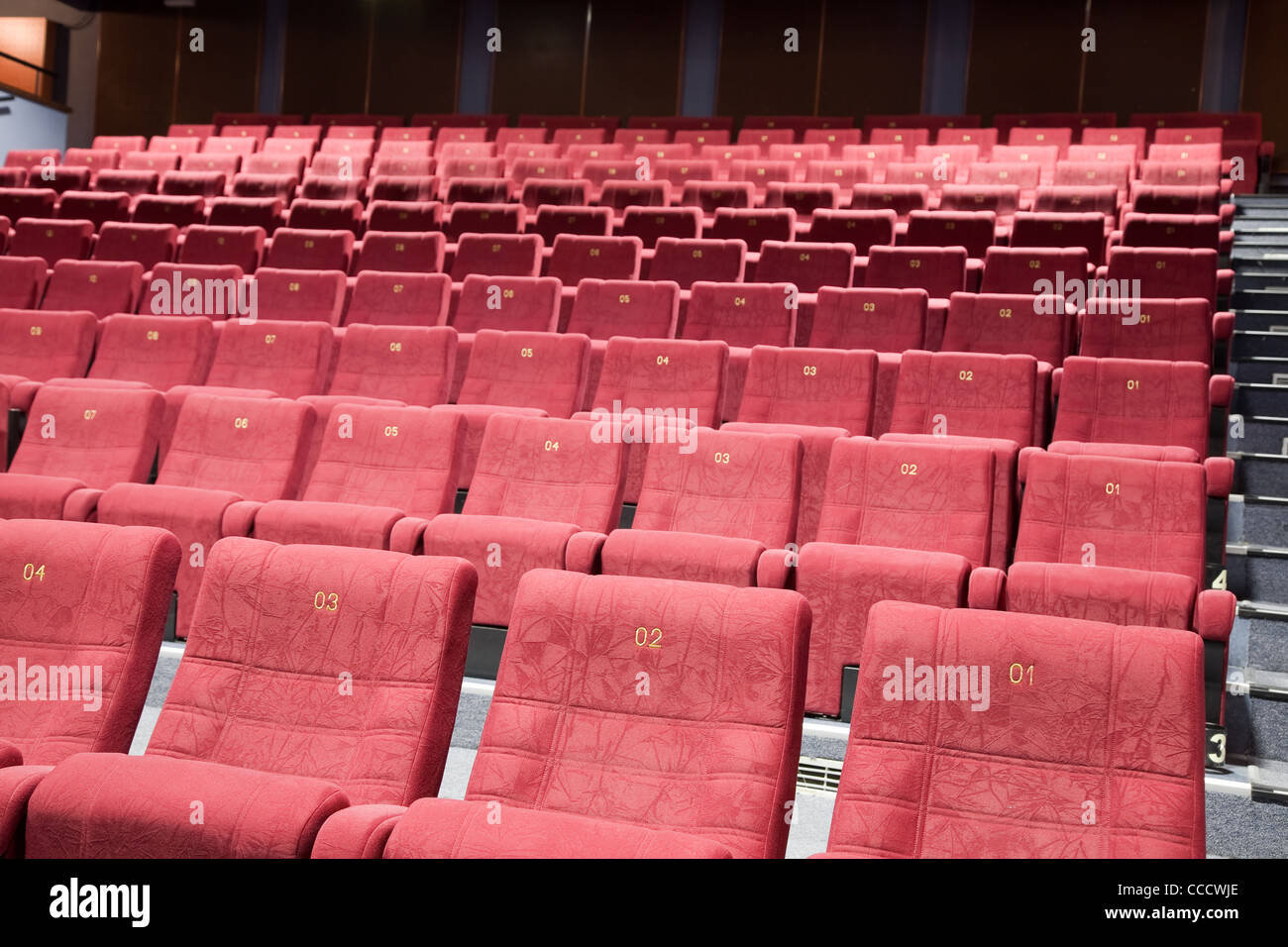 Empty cinema auditorium with line of chairs Stock Photo - Alamy