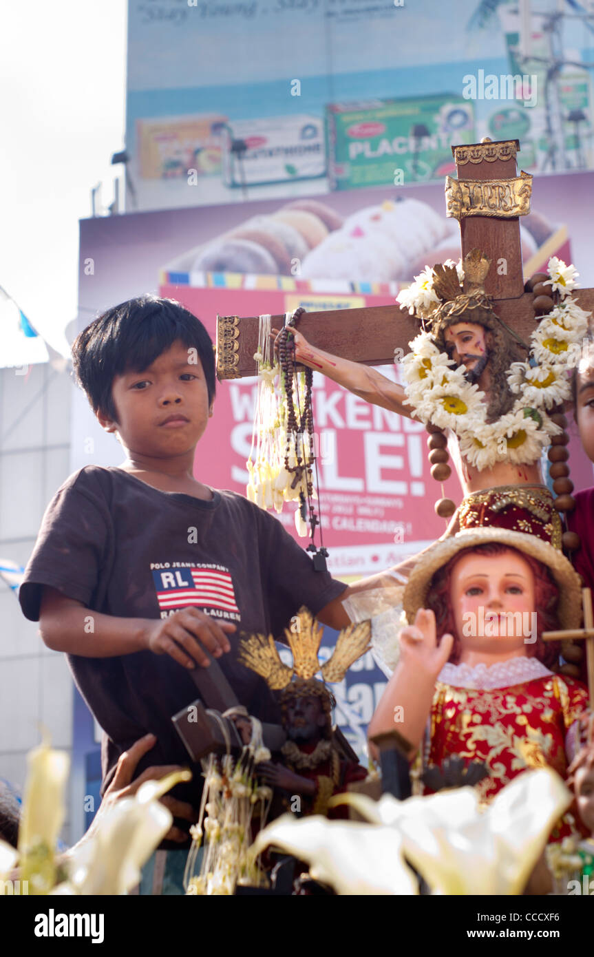 Annual Procession of Black Nazarene in Quiapo, Manila Philippines Stock ...