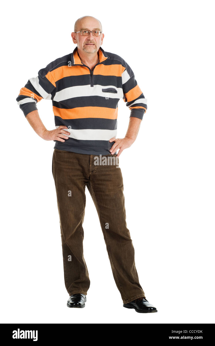 Tall mature man posing on white background Stock Photo - Alamy