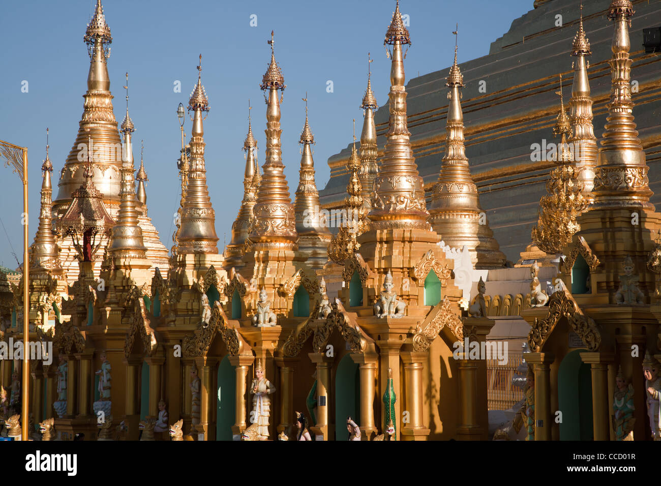 Interior of the biggest Buddhist temple Shwedagon pagoda, Rangoon ...