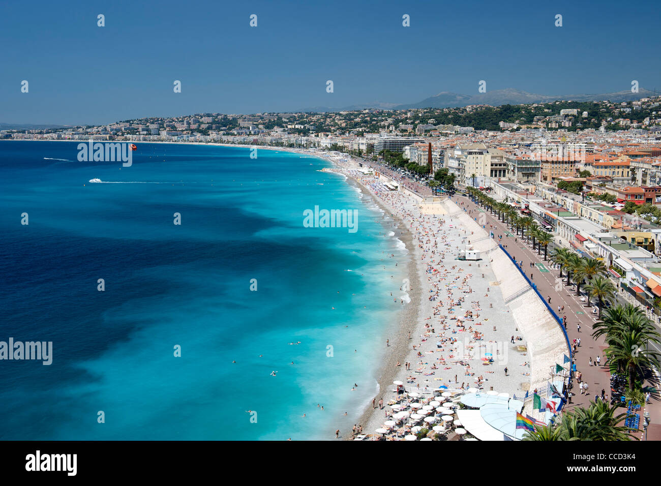 The Baie des Anges (Bay of Angels) and the promenade and beaches of ...