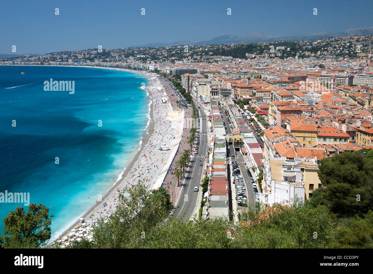 The Baie des Anges (Bay of Angels) and the promenade and beaches of ...