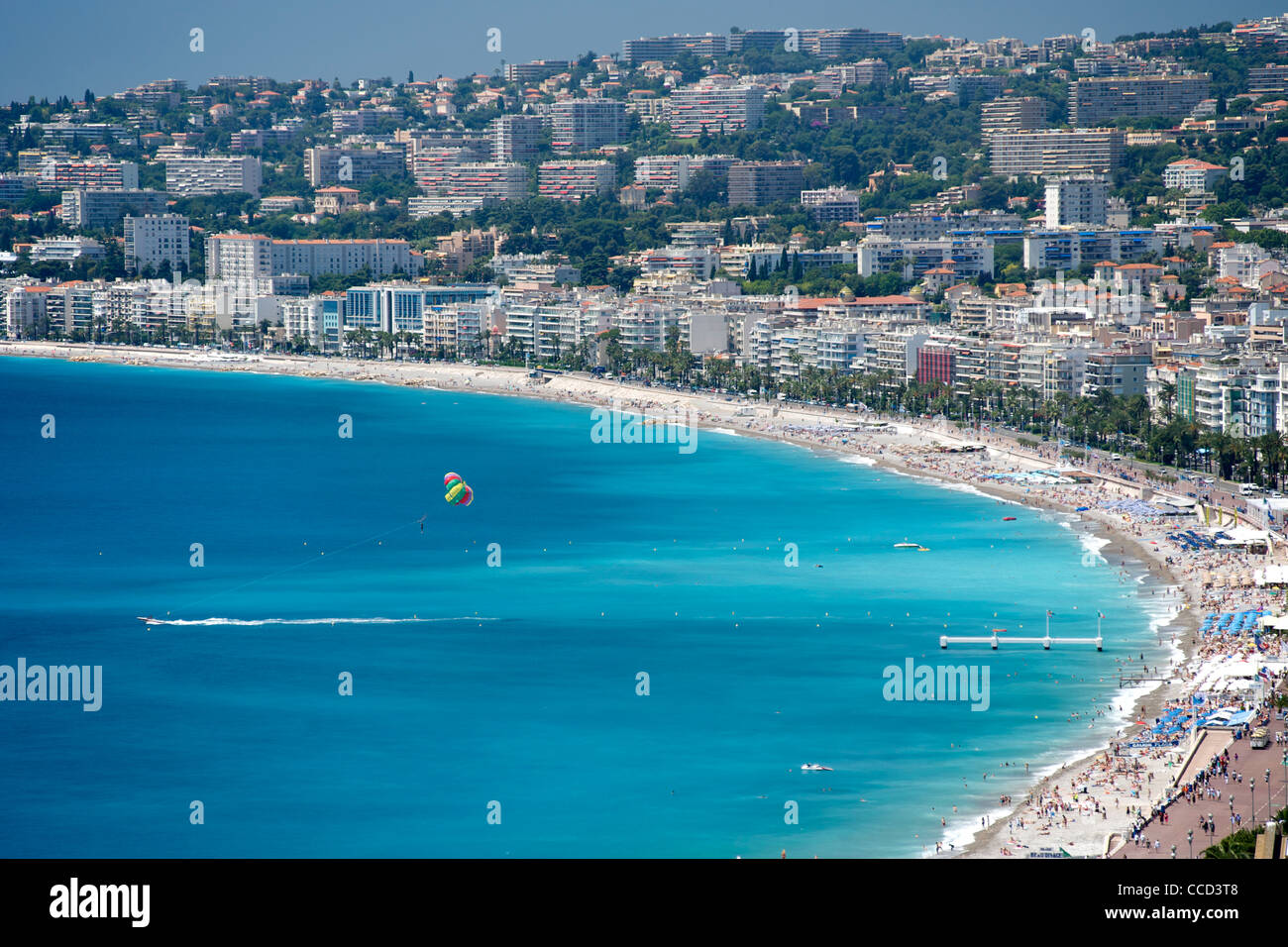 The Baie des Anges (Bay of Angels) and the promenade and beaches of ...
