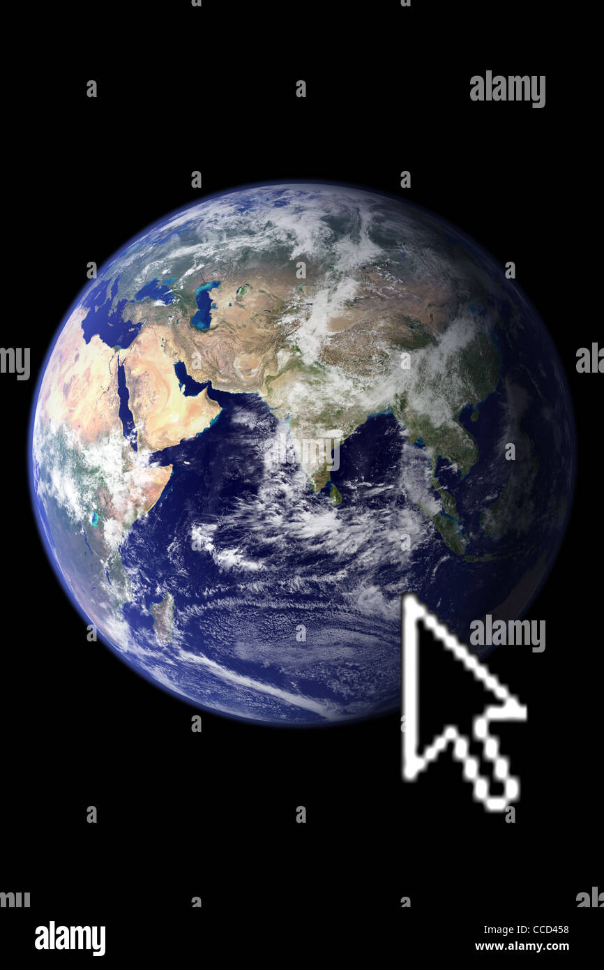 Click on the world icon Stock Photo - Alamy