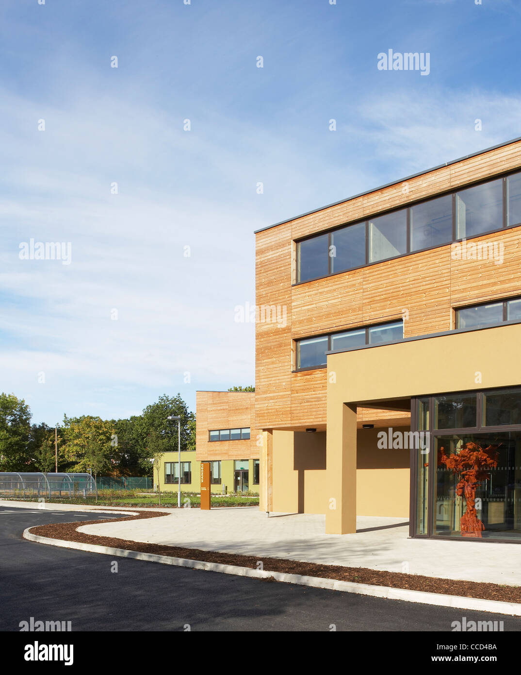 WAINGELS COLLEGE, SHEPPARD ROBSON, WOODLEY, 2010, EXTERIOR FROM ROAD ...