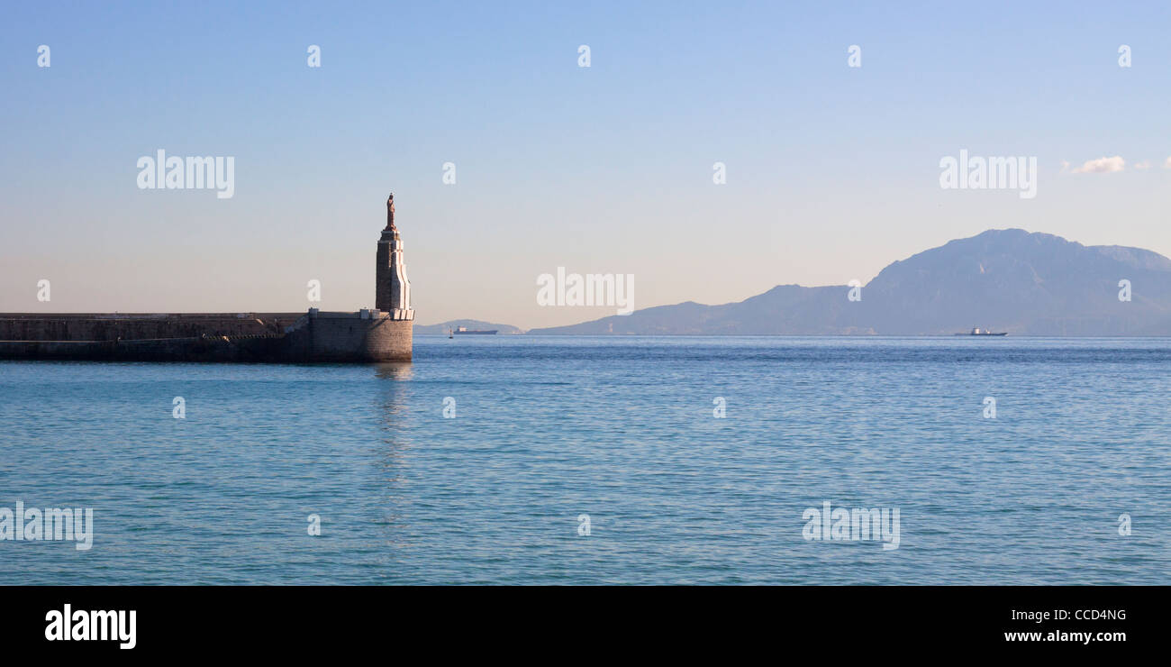 Statue in the port of Tarifa, the southernmost point in continental ...