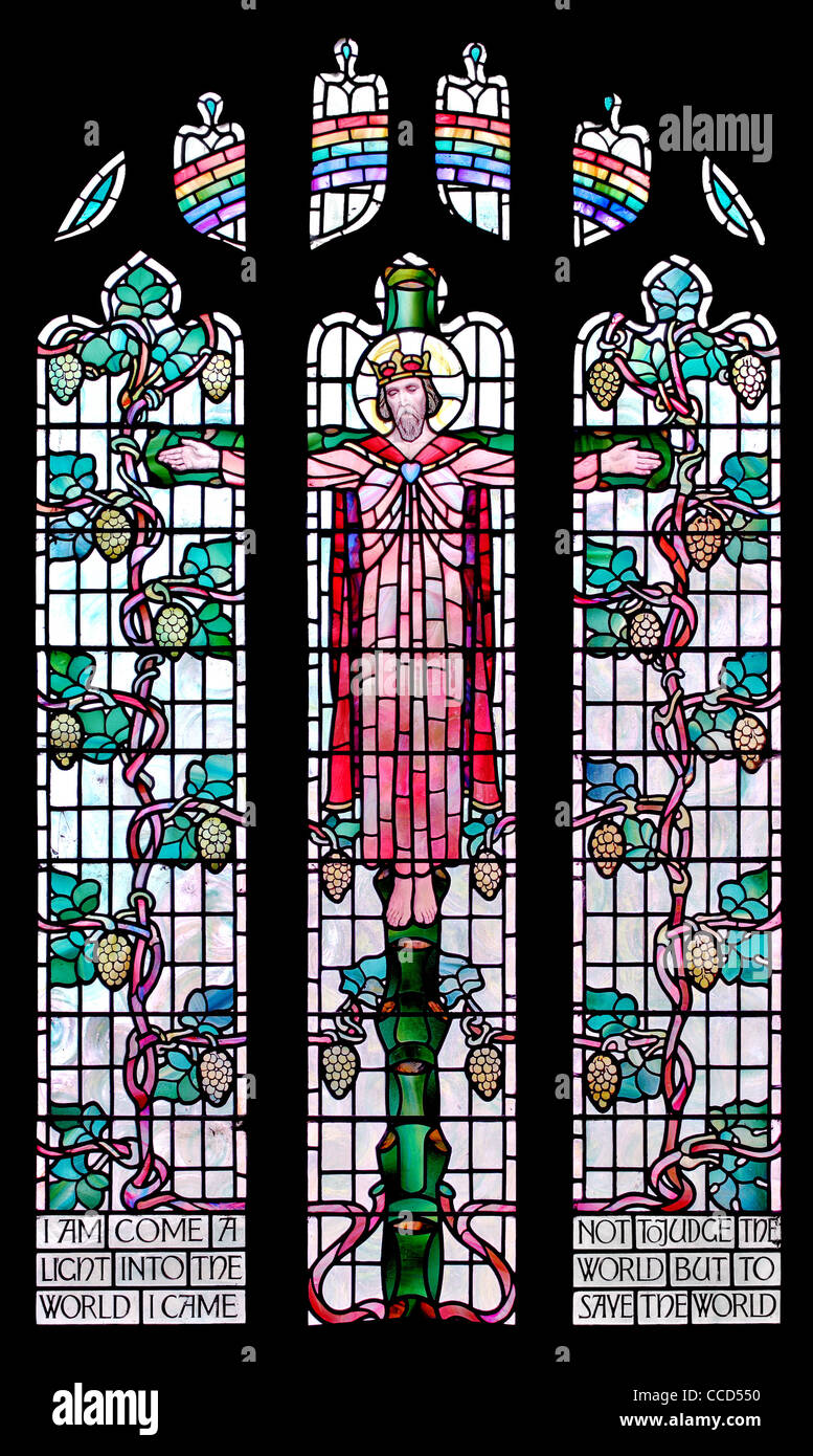 Stained glass by Heywood Sumner, St Mary, Longworth, Berkshire Stock ...