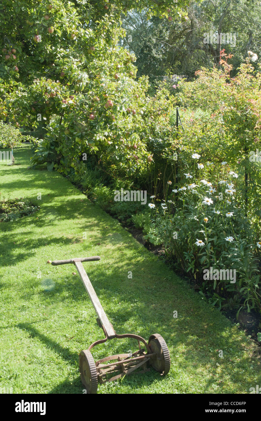 Old lawn mower gardens Kellie Castle nr Anstruther Fife Scotland Stock ...