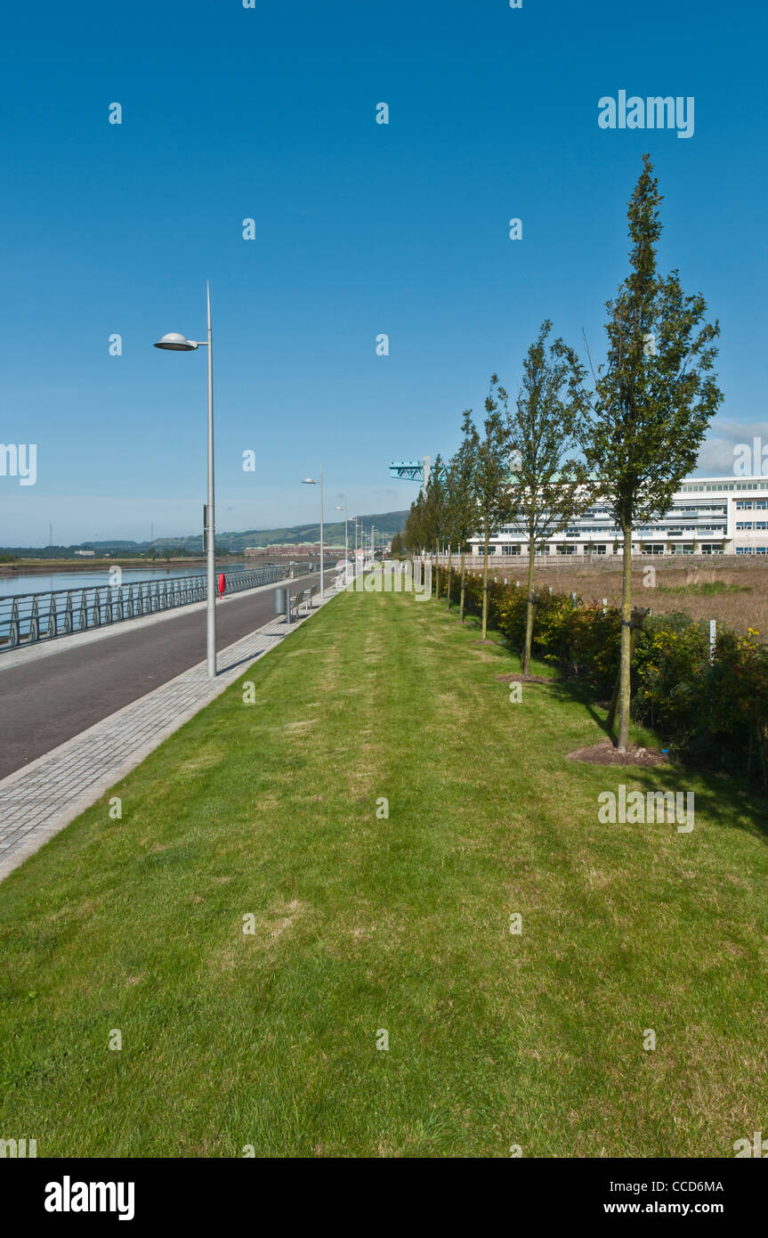 Walkway beside the River Clyde Clydebank West Dunbartonshire Scotland ...