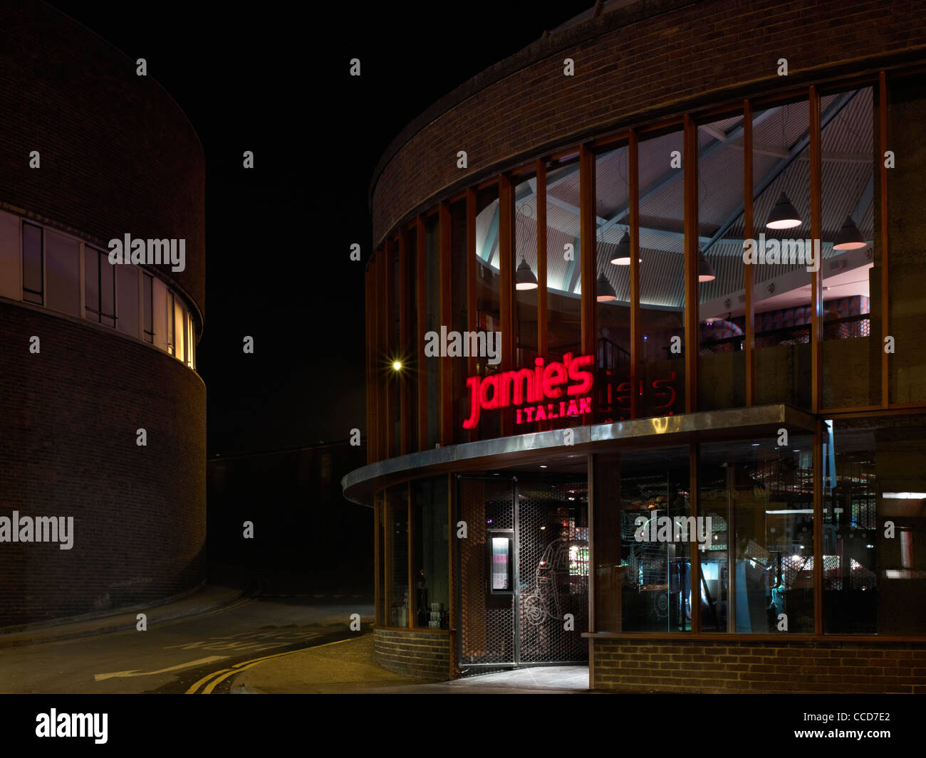 street view of restaurant by night Stock Photo - Alamy