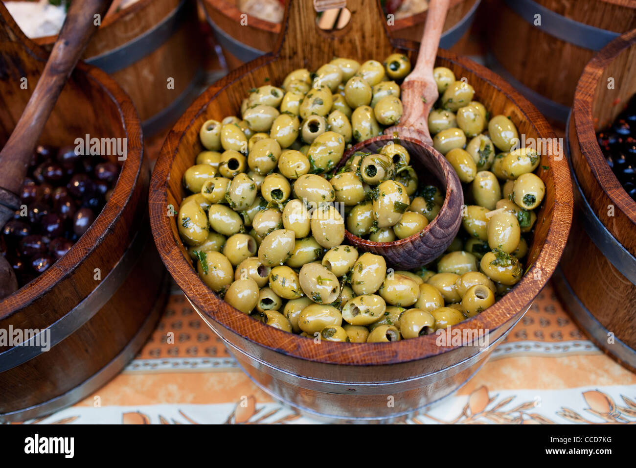 Fresh olives on a market stall Stock Photo - Alamy