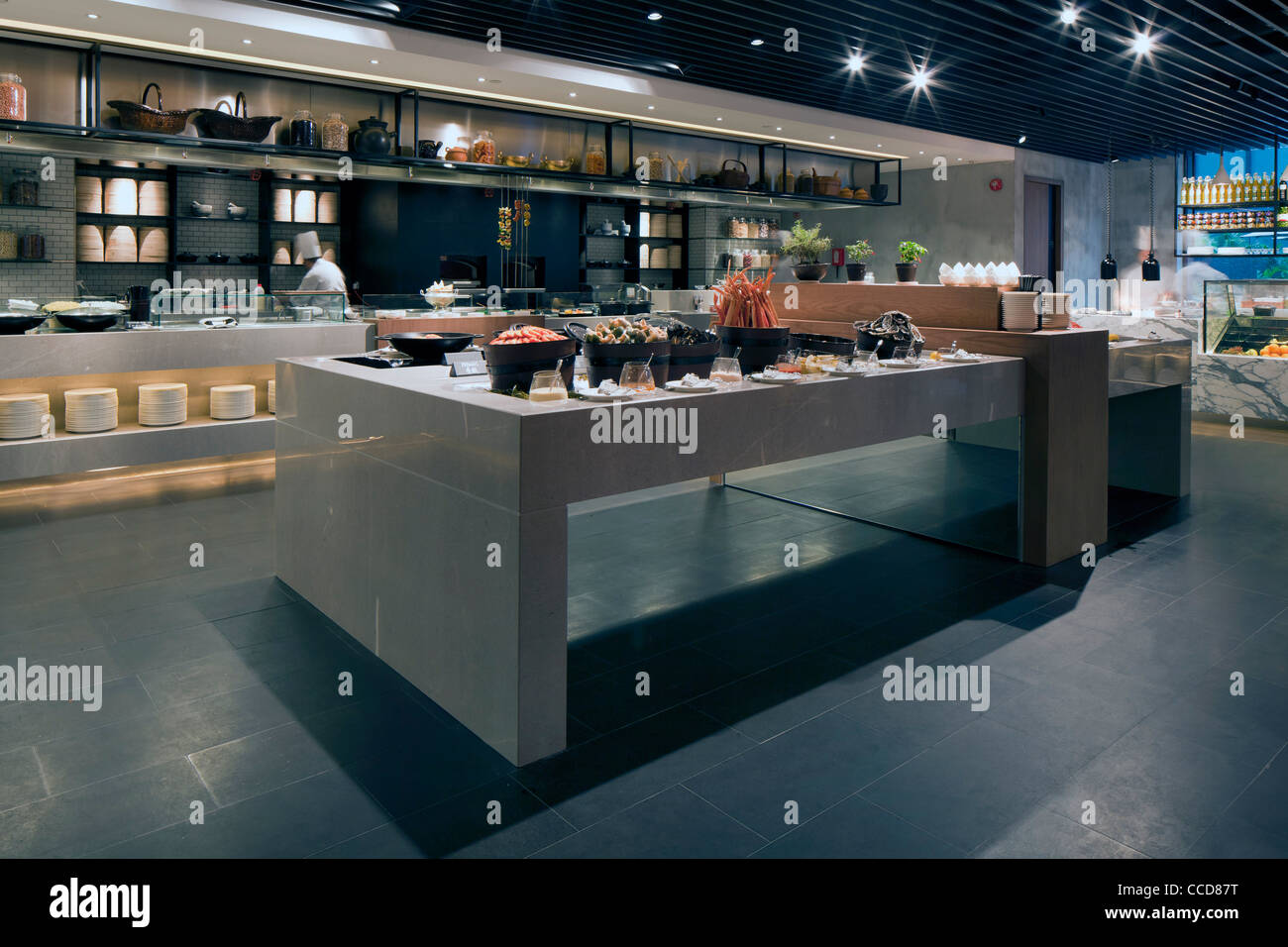 The Market restaurant, assorted food counter Stock Photo - Alamy