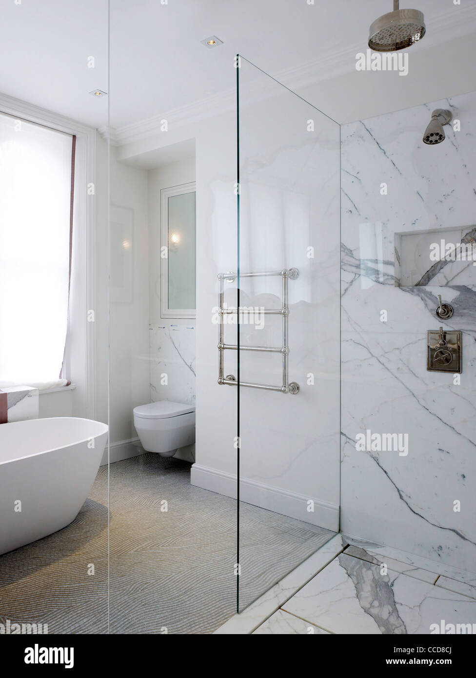 Bathroom, shower - refurbished Victorian family London town house in ...