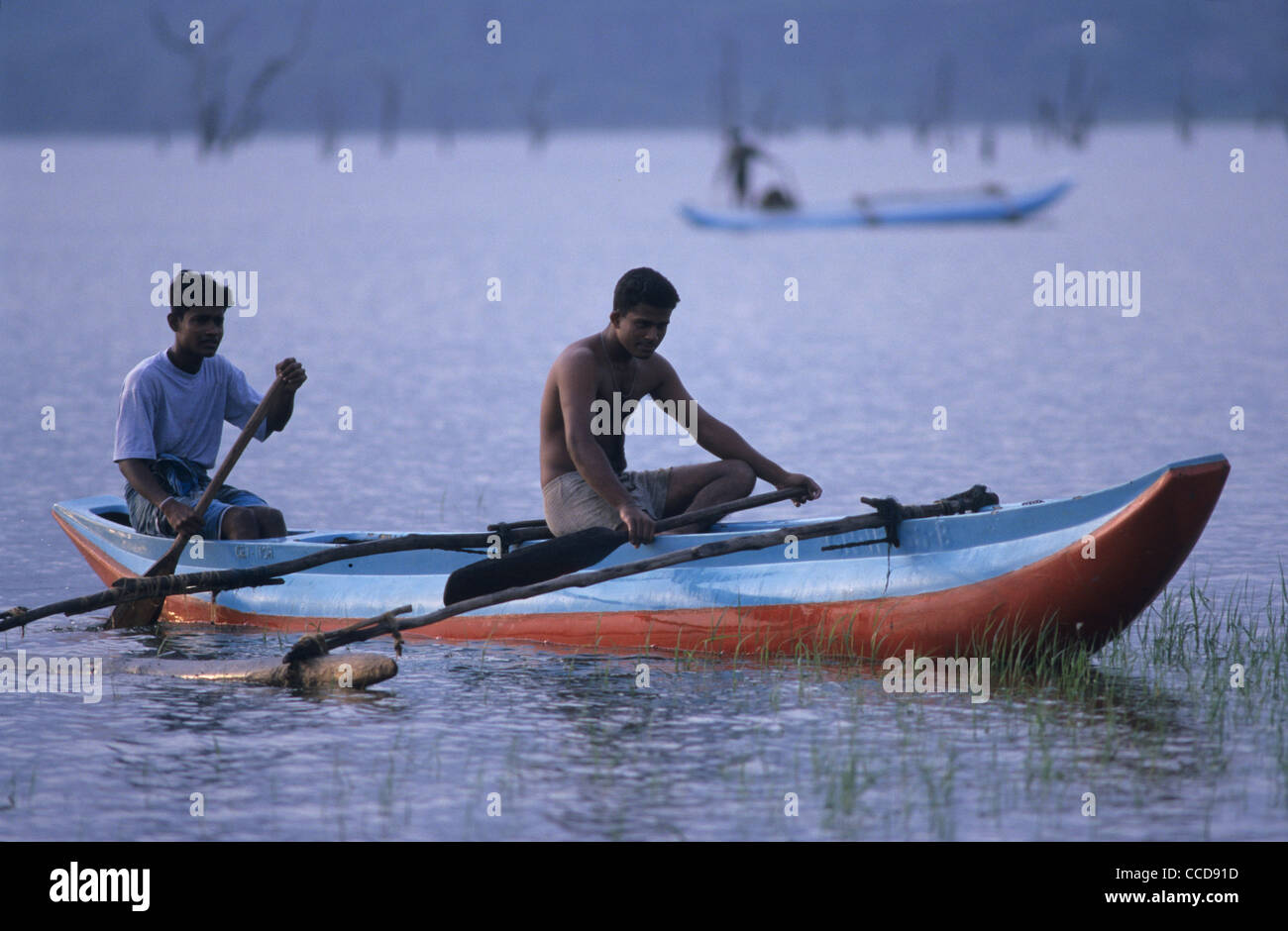 Traditional fishing boat, Dambulla lake, Sri Lanka Stock Photo - Alamy