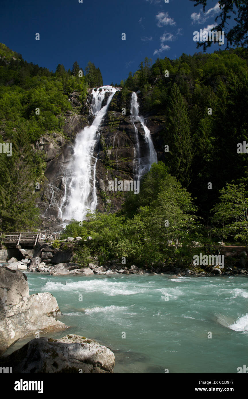 Nardis waterfall and Sarca river at Genova valley, Natural Park ...
