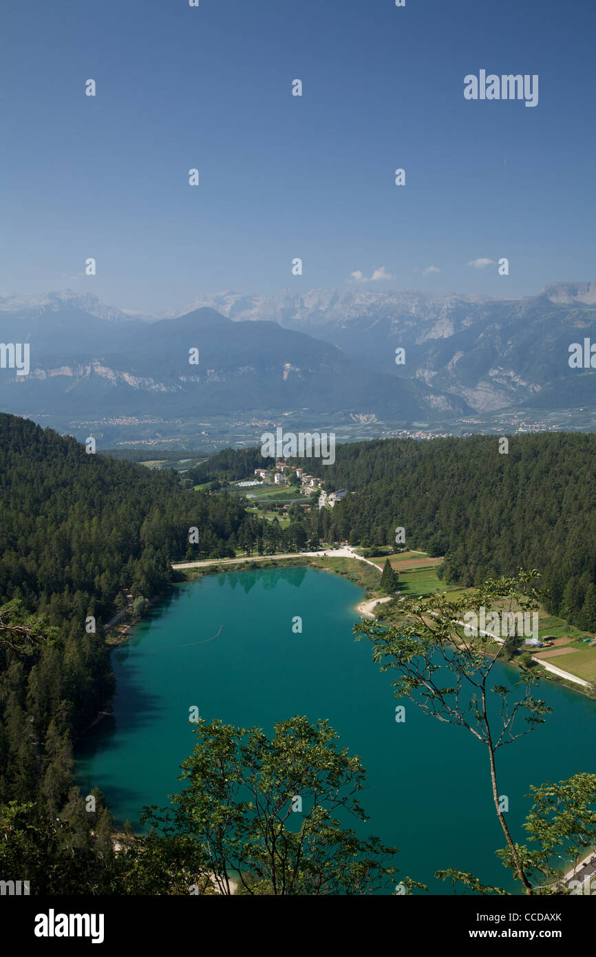 view of Coredo lake from Merlonga path, Non valley, Anaunia, Trentino ...