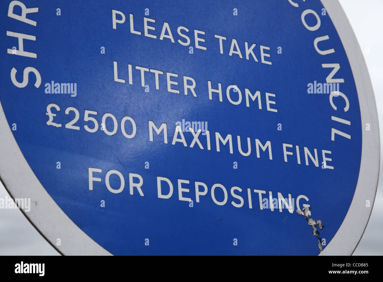 Shropshire County Council Sign in Layby Stock Photo - Alamy