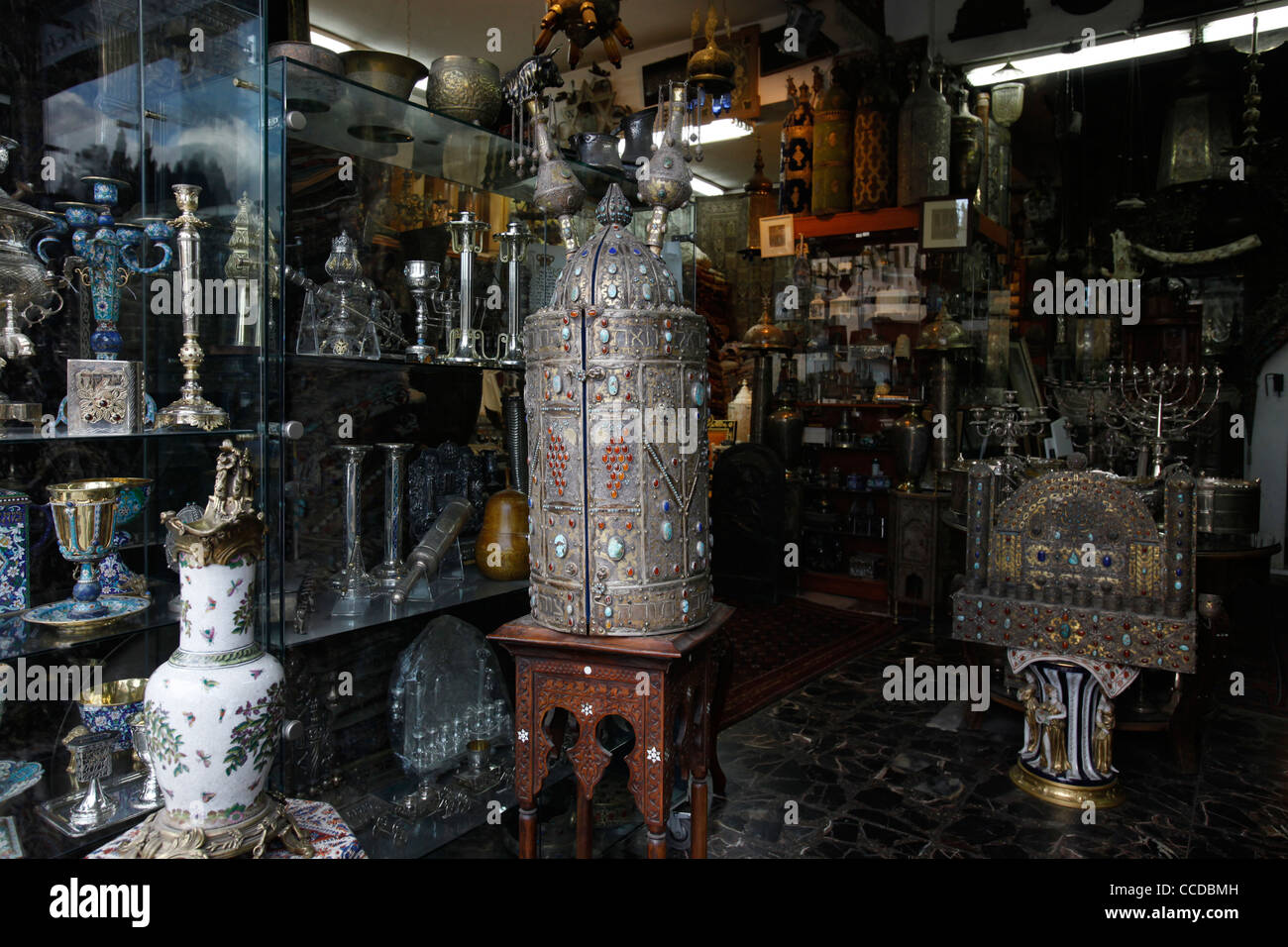 Judaica items relating to Jews or Judaism for sale in a souvenir shop ...