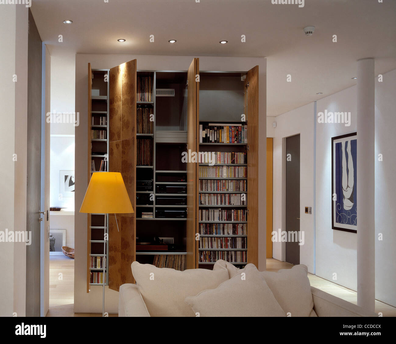 PRIVATE HOUSE LIVING ROOM WITH STEREO AND CDS Stock Photo - Alamy