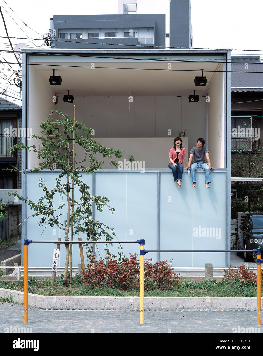 BIG WINDOW HOUSE PORTRAIT OF OWNERS WITH WINDOW OPEN Stock Photo - Alamy